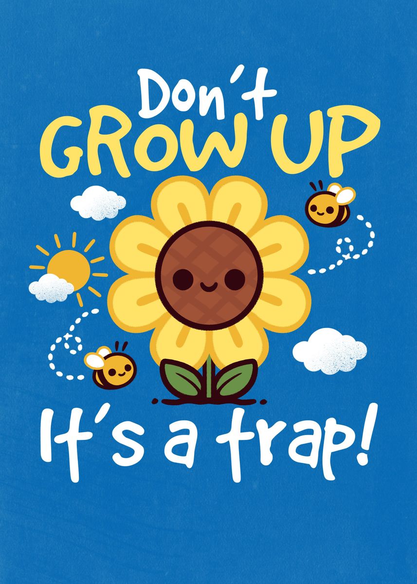 'Cute sunflower growing up' Poster, picture, metal print, paint by ...