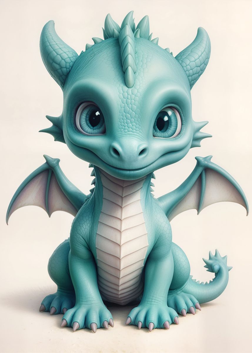 'Tiny Dragon' Poster, picture, metal print, paint by DervlexArt | Displate