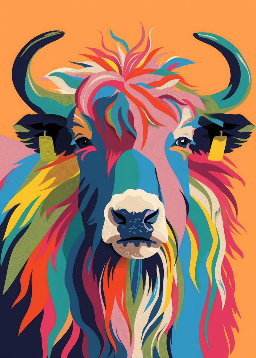 'Yak Abstract Flat' Poster, picture, metal print, paint by Ray Faye ...