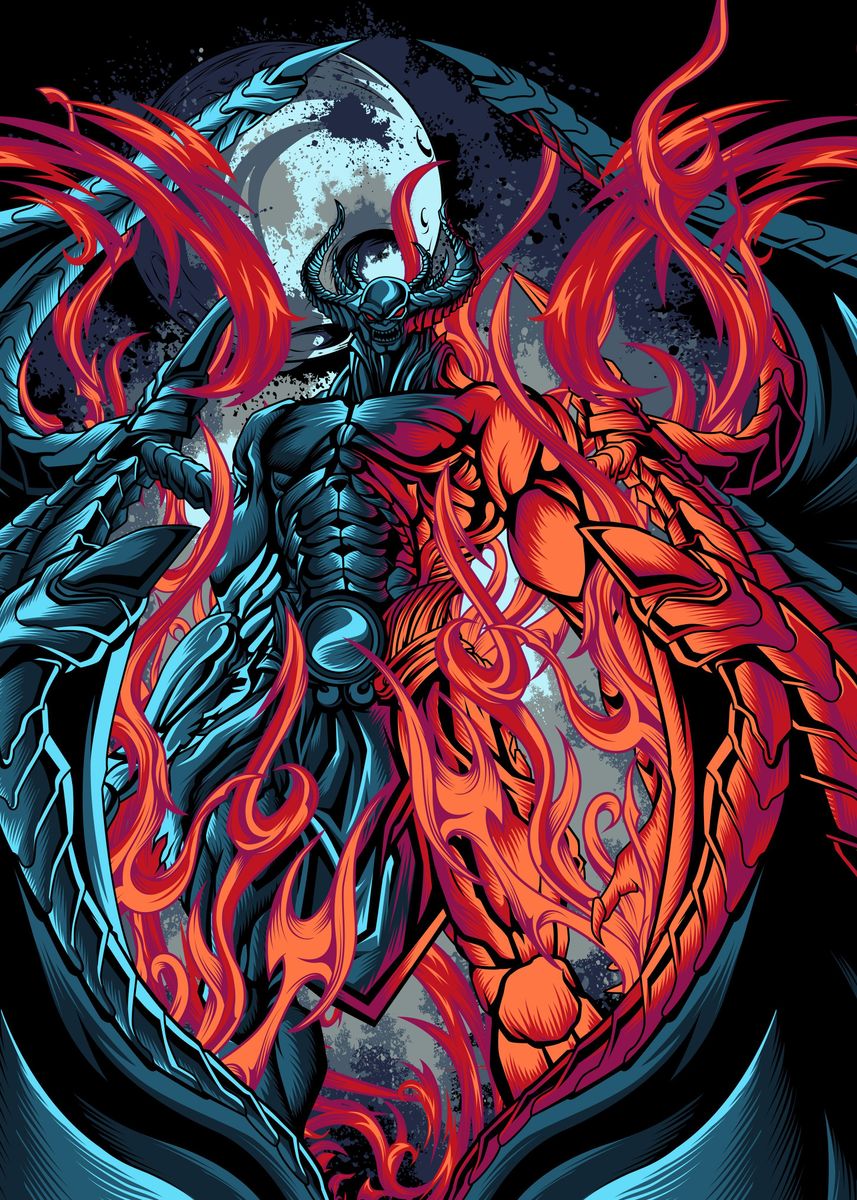 'Ifrit king of the hell 04' Poster, picture, metal print, paint by ...