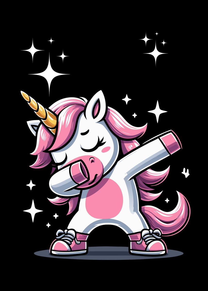 'Dabbing Unicorn ' Poster, picture, metal print, paint by EDSON RAMOS ...