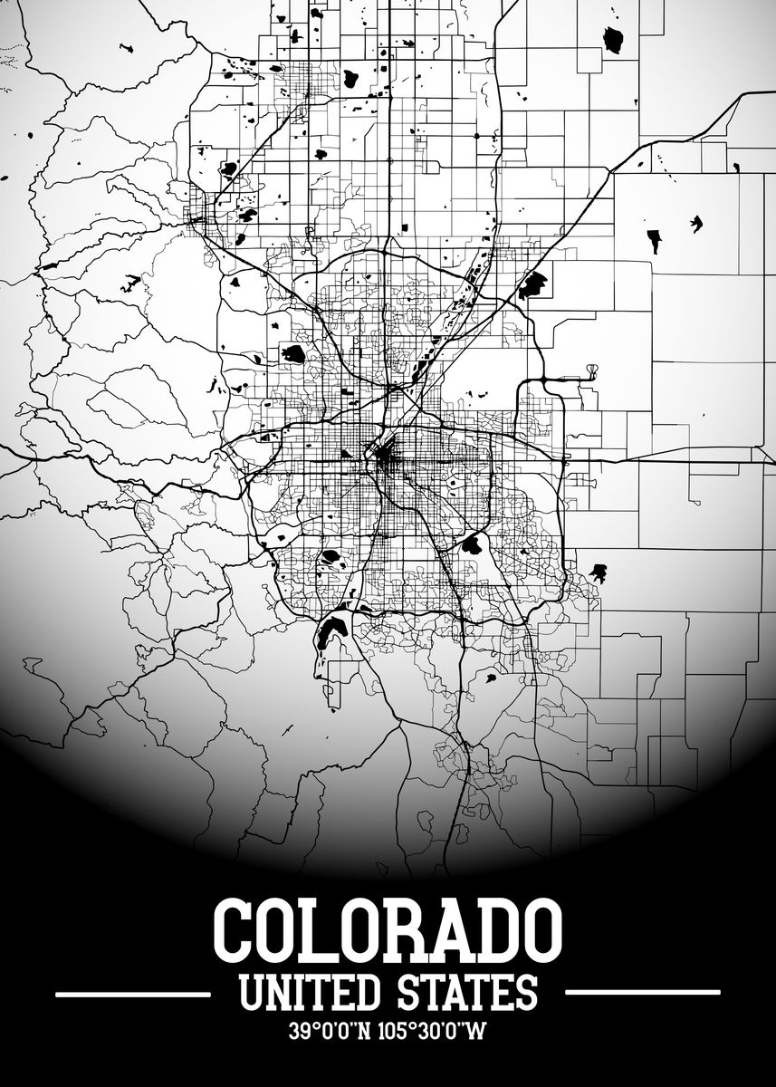 'Colorado City Map White' Poster, picture, metal print, paint by ...