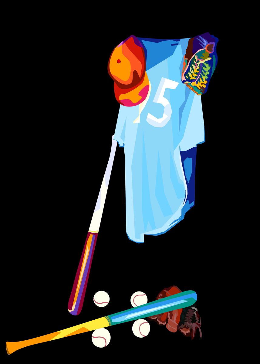 'baseball in pop art' Poster, picture, metal print, paint by Ihsa ...