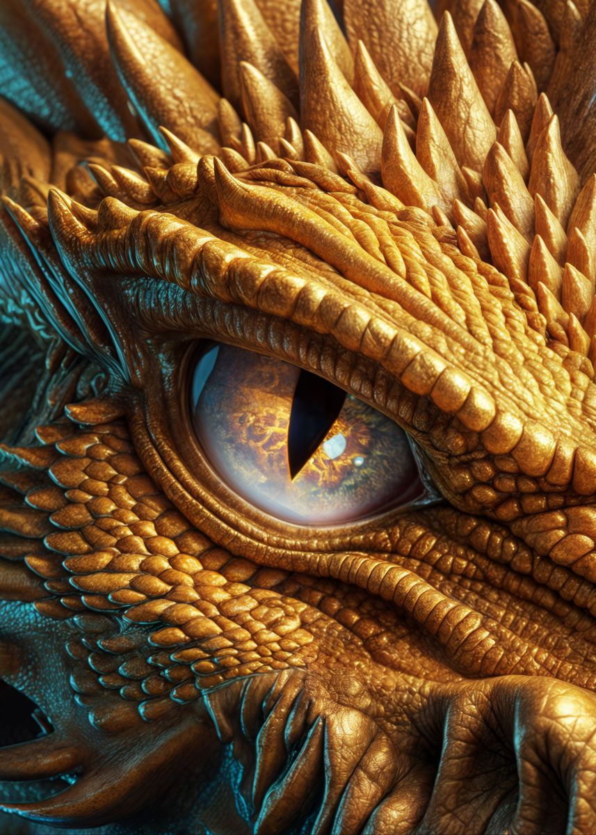 'Golden Dragon Eye' Poster, picture, metal print, paint by Arturo Vivo ...