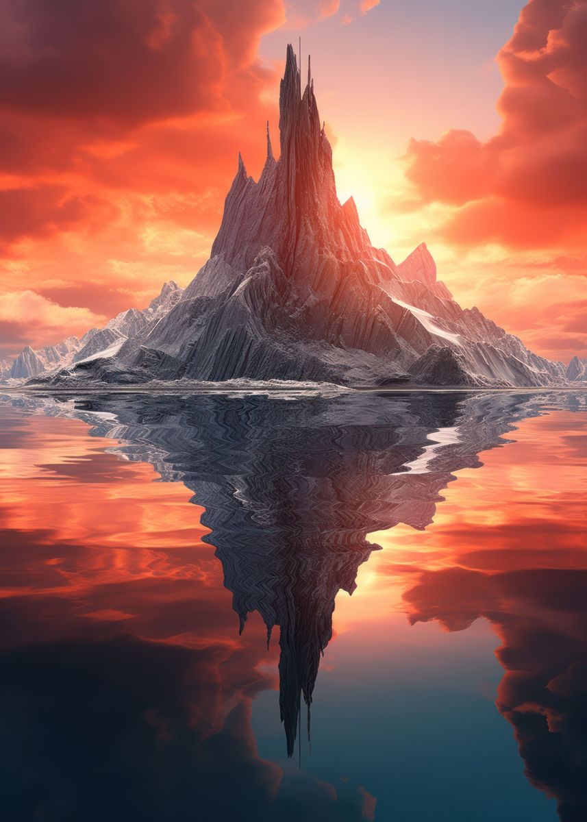 'Sunset Pinnacle Reflection' Poster, picture, metal print, paint by ...