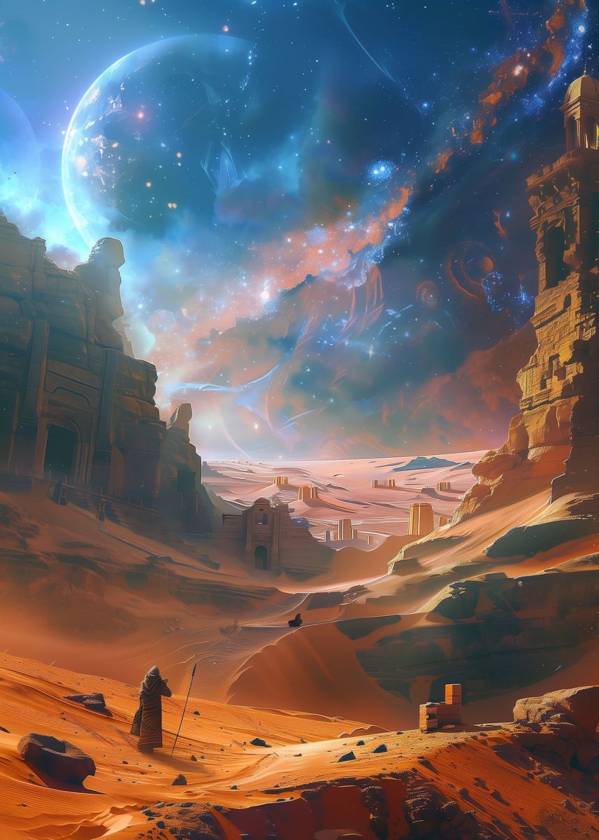 'Desert Oasis of Mirages' Poster, picture, metal print, paint by Rawbin ...