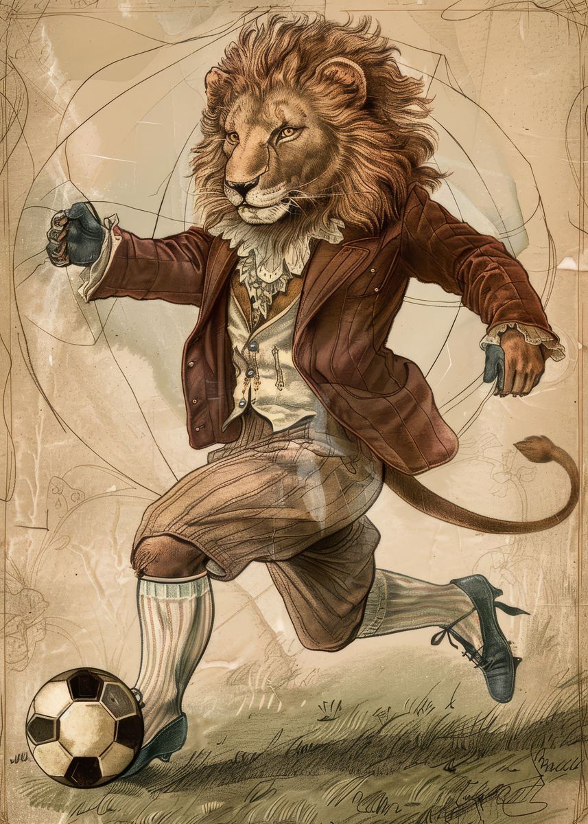 'Lion Playing Soccer' Poster, picture, metal print, paint by Zach ...