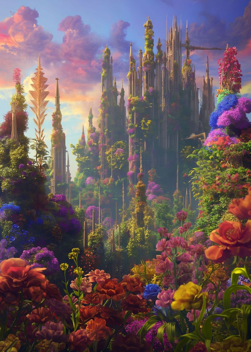 'Floral City of Bloomia' Poster, picture, metal print, paint by Rawbin ...