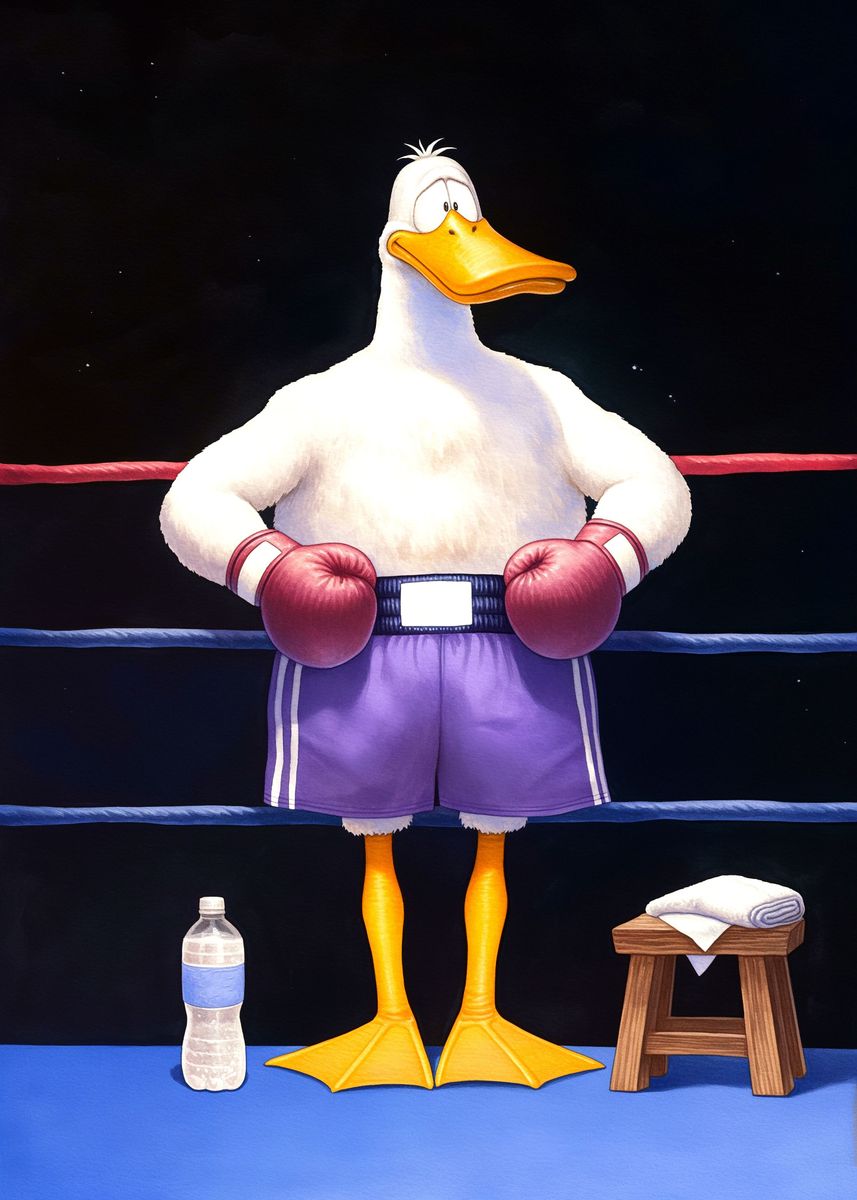 'Duck Plays Boxing' Poster, picture, metal print, paint by Illusionary ...