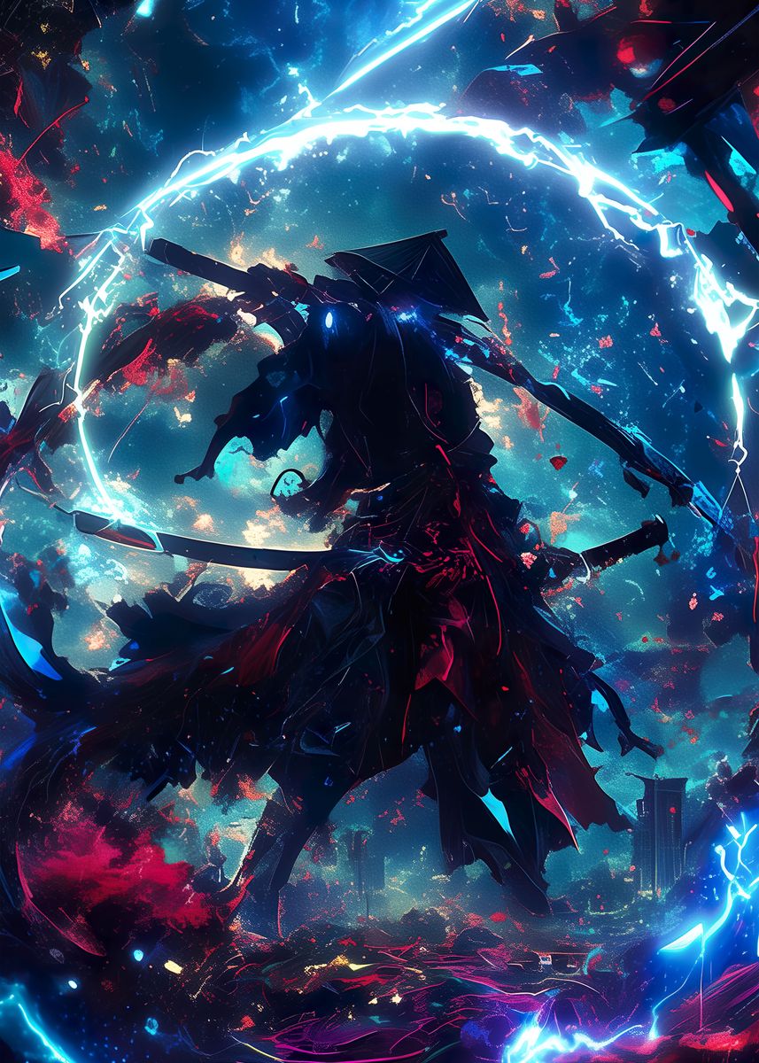 'Galaxy Aura Samurai' Poster, picture, metal print, paint by ...
