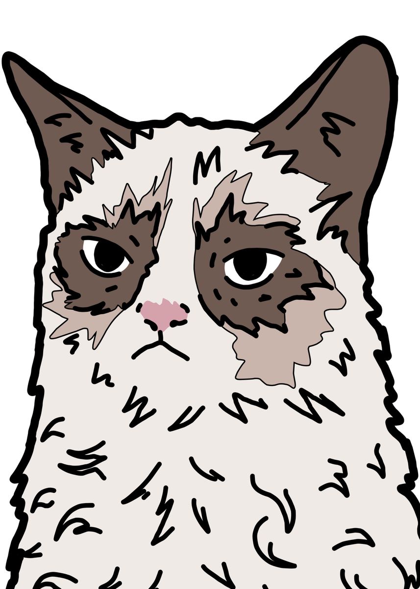 'Grumpy cat' Poster, picture, metal print, paint by ipart id | Displate