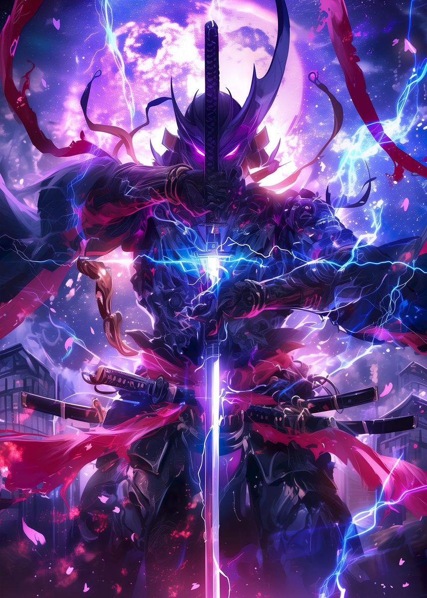 'Galaxy Universe Samurai' Poster, picture, metal print, paint by ...