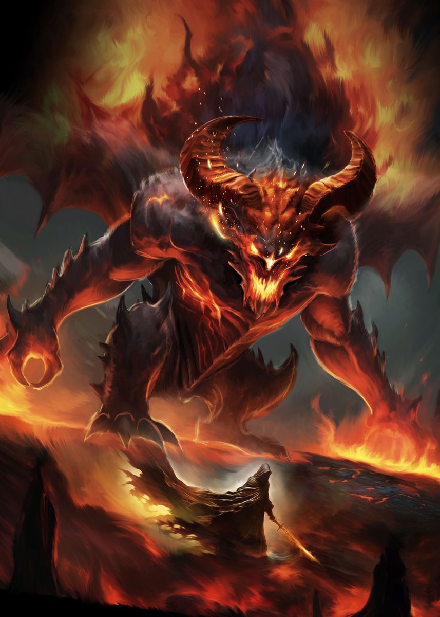 'Fire demon conjuration' Poster, picture, metal print, paint by ikaruna ...