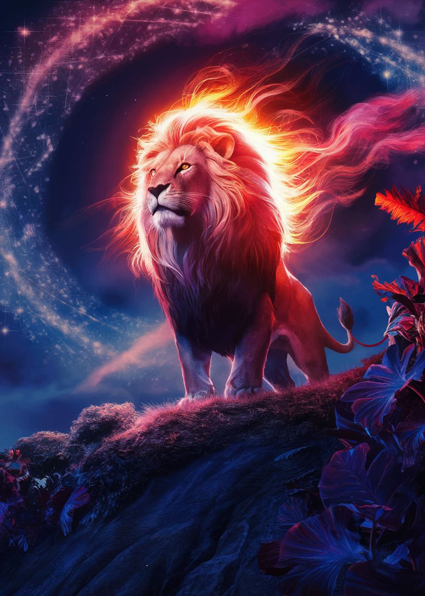 'Aggressive Angry Lion' Poster, picture, metal print, paint by CHRIS ...