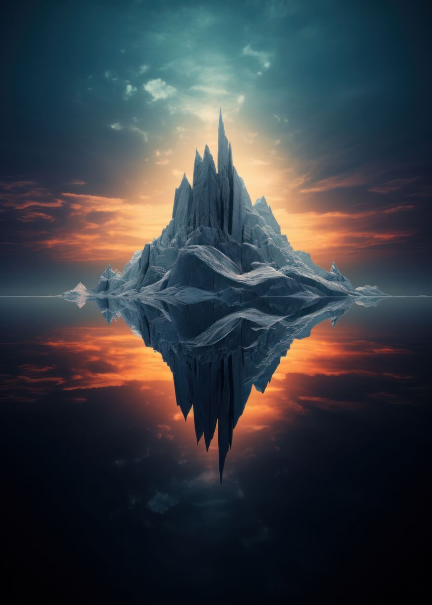 'Sunset Iceberg Reflection' Poster, picture, metal print, paint by ...