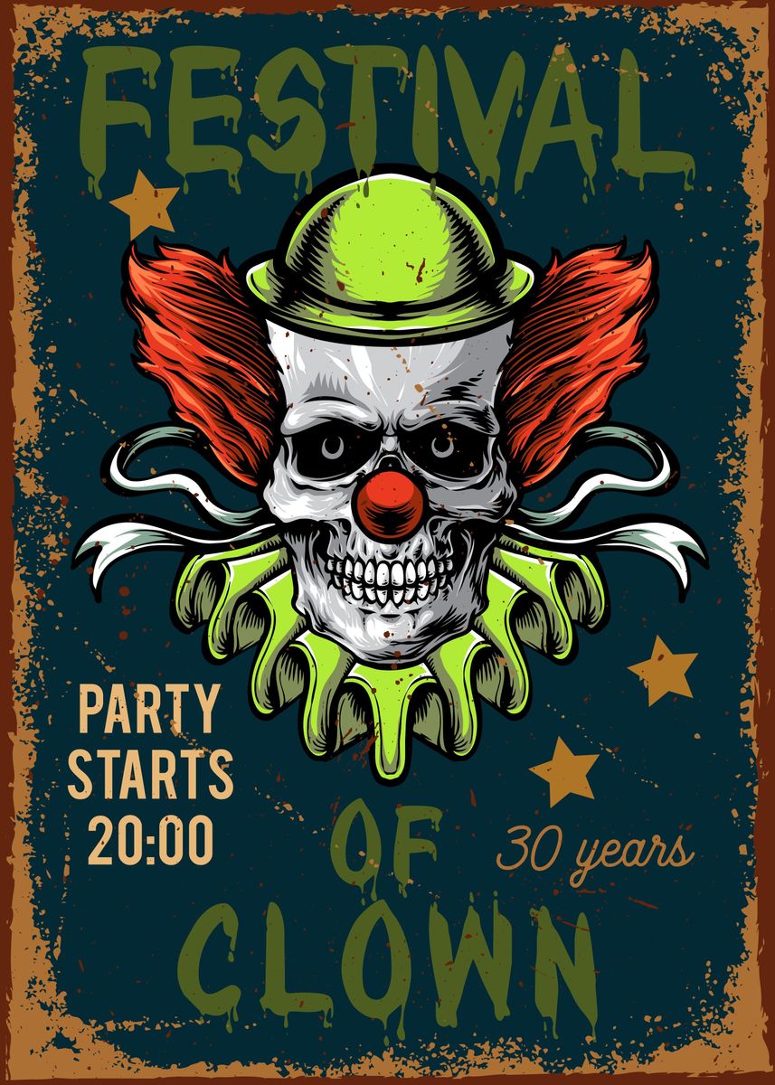 'Clown' Poster, picture, metal print, paint by Adi Bayu | Displate