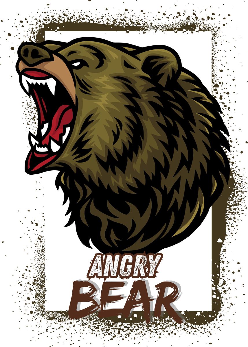'Angry Bear' Poster, picture, metal print, paint by Kuroneko Cadet ...