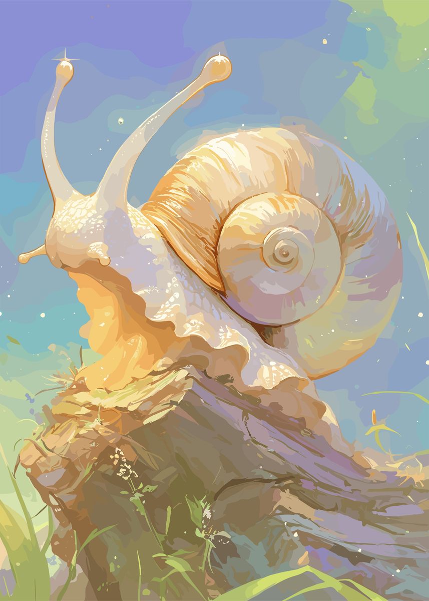 'Cute Snail' Poster, picture, metal print, paint by Firgiant ...