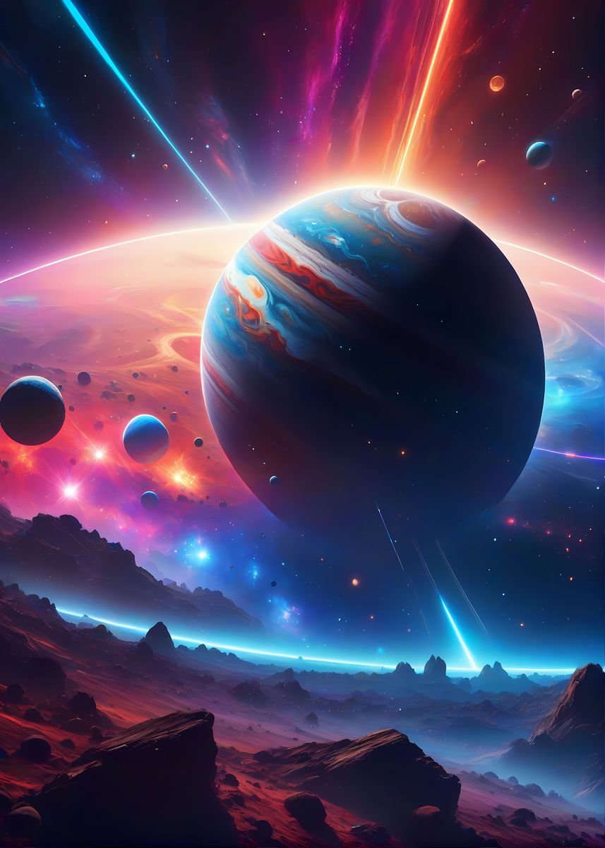 'Epic Planet sci fi scene' Poster, picture, metal print, paint by ...