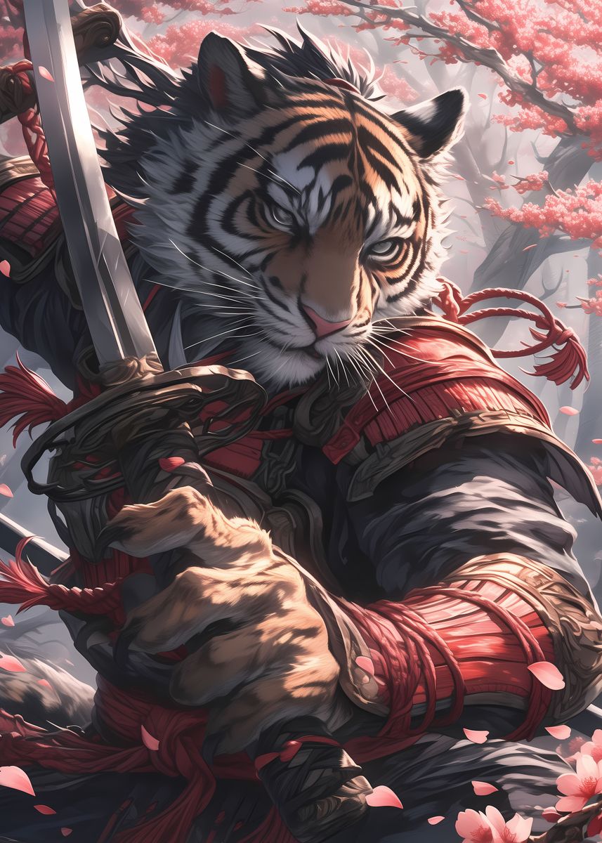 'Tiger Warrior' Poster, picture, metal print, paint by Joshua T Wall ...