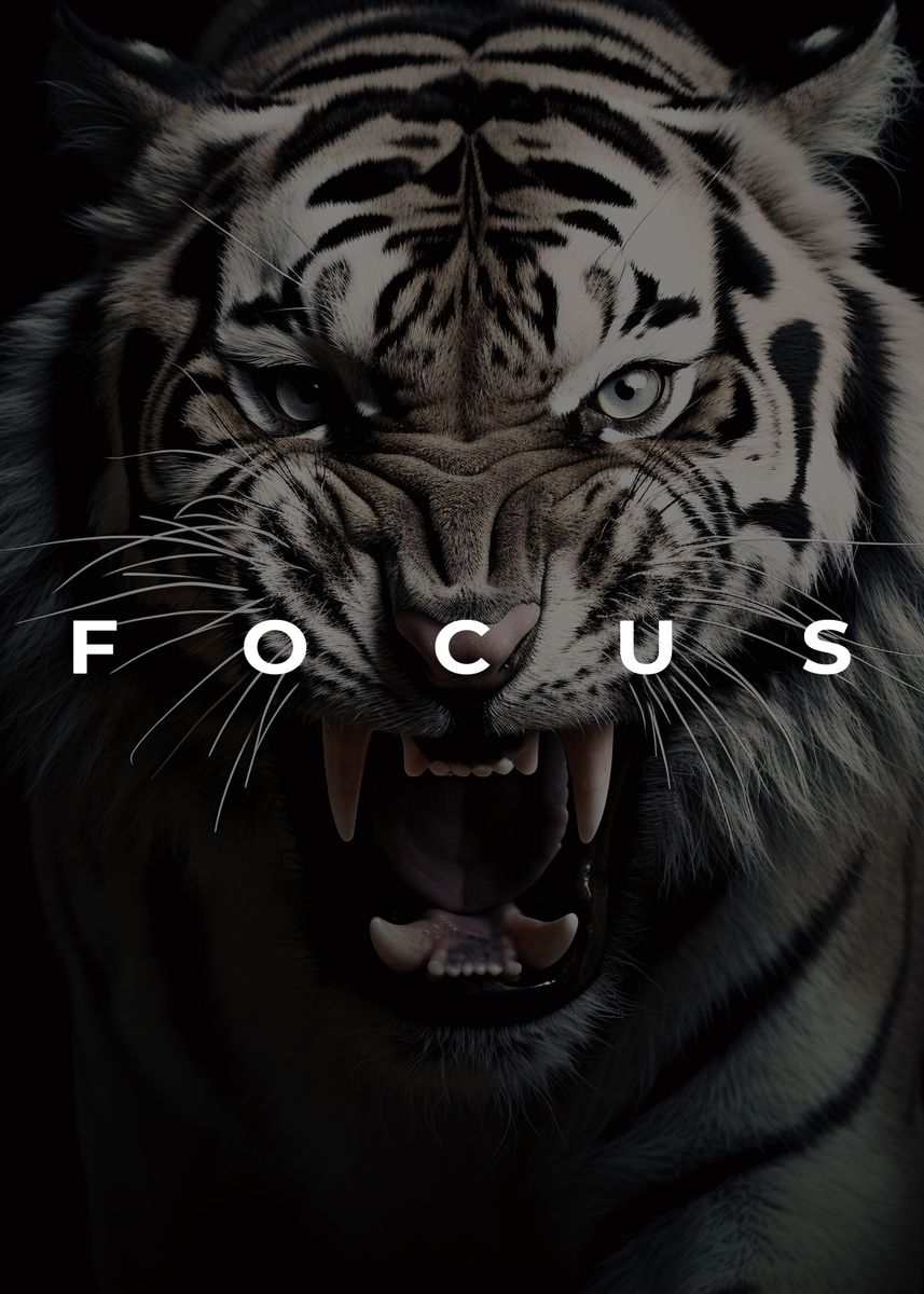 'Tiger Focus' Poster, picture, metal print, paint by Conceptual ...