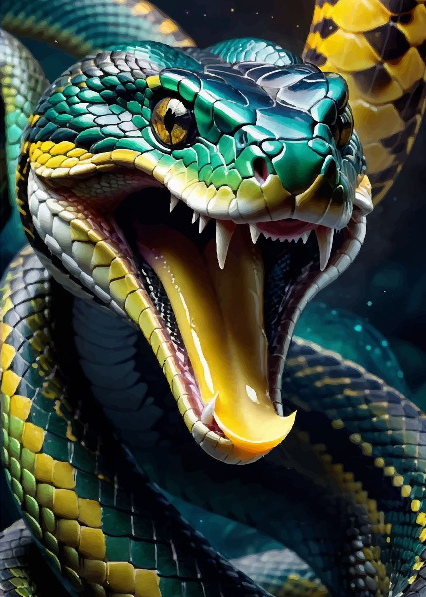 'Snake' Poster, picture, metal print, paint by Adi Bayu | Displate