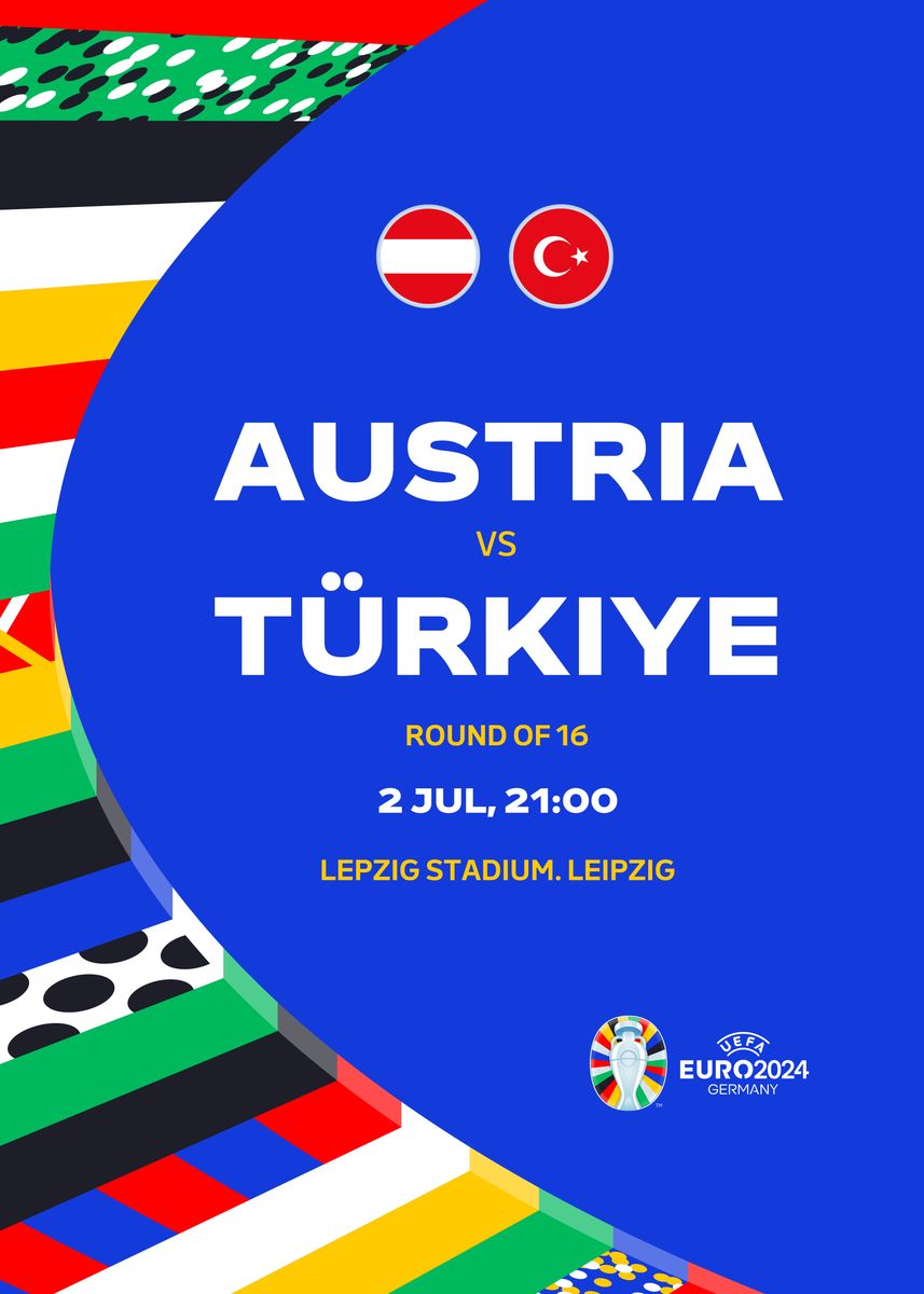 '1/8 Austria vs Turkey' Poster, picture, metal print, paint by UEFA ...