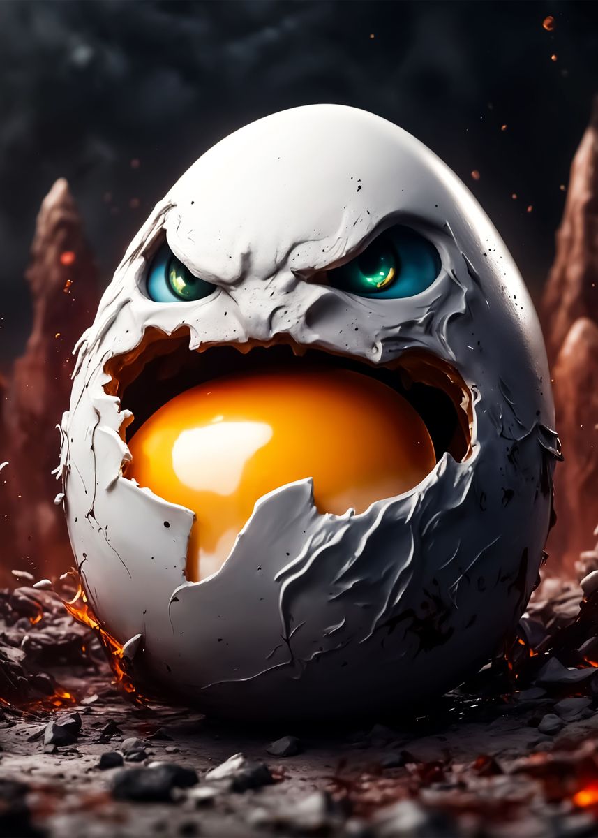 'very angry egg' Poster, picture, metal print, paint by Animal Fashion ...