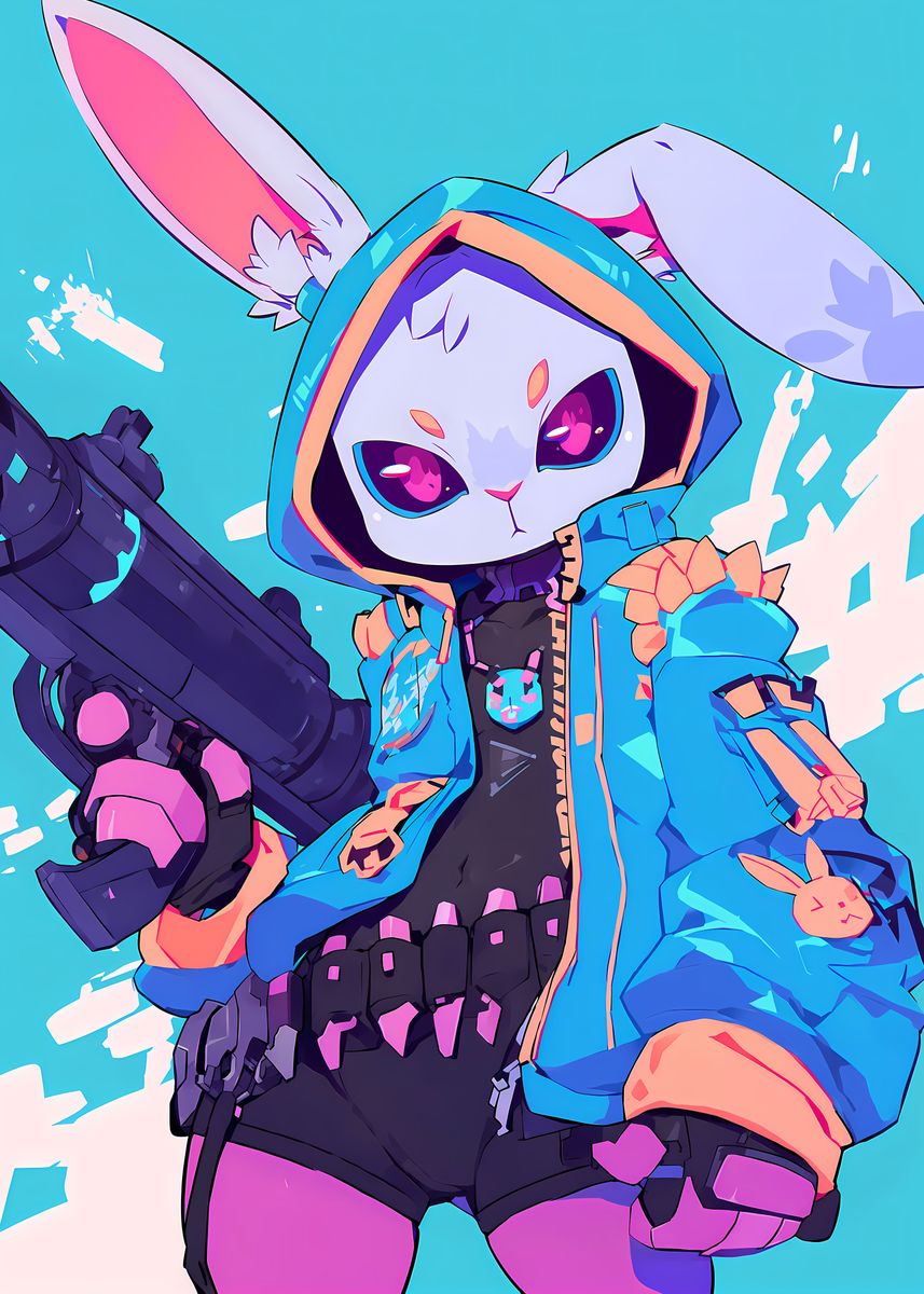 'Rabbit Anime Gunner' Poster, picture, metal print, paint by Luong Phat ...
