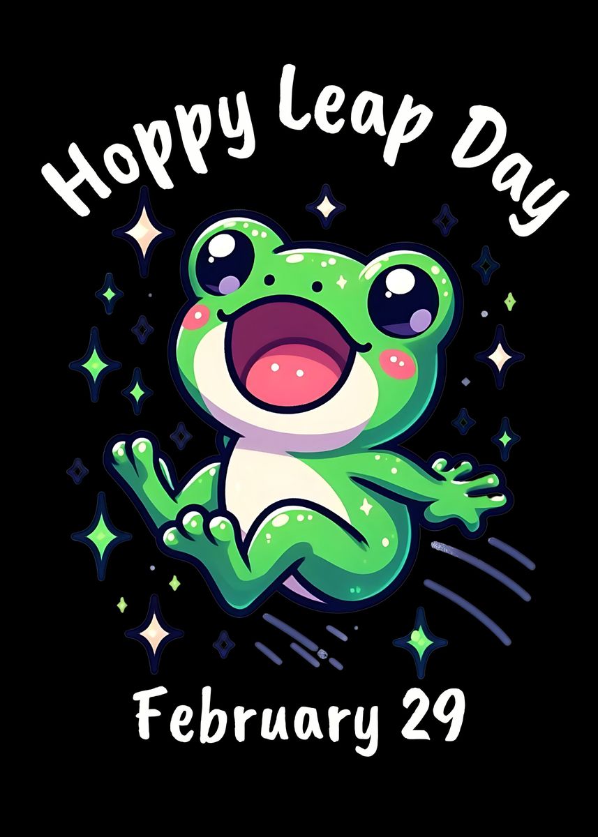 'Hoppy Leap Day February 29' Poster, picture, metal print, paint by ...