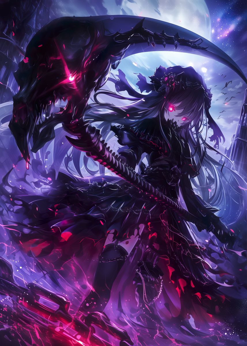 'Demon Anime Girl Death' Poster, picture, metal print, paint by ...