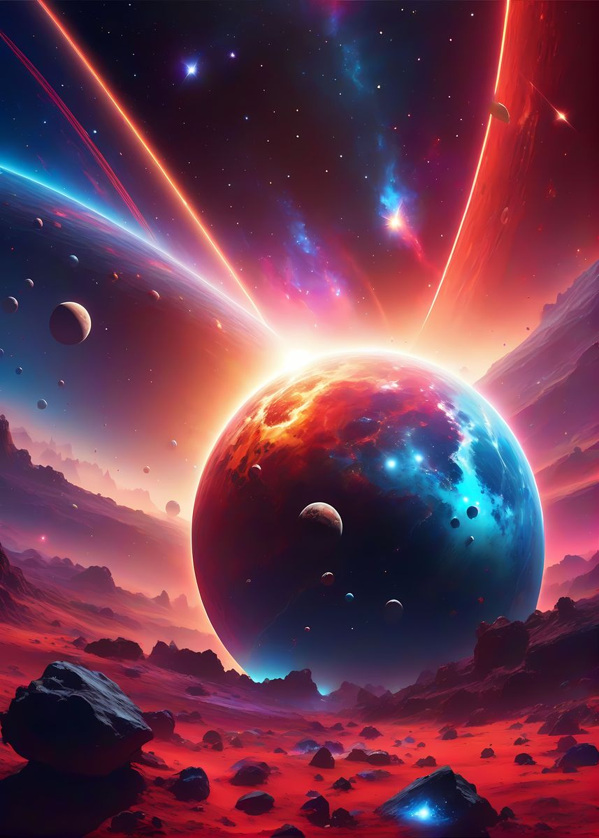 'Epic Planet sci fi scene' Poster, picture, metal print, paint by ...