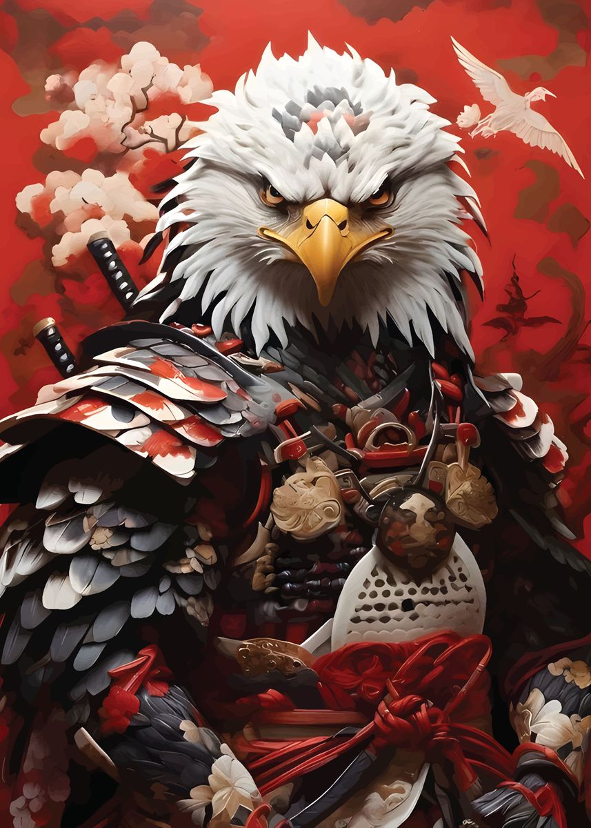 'Eagle samurai' Poster, picture, metal print, paint by ALEX GREZ | Displate