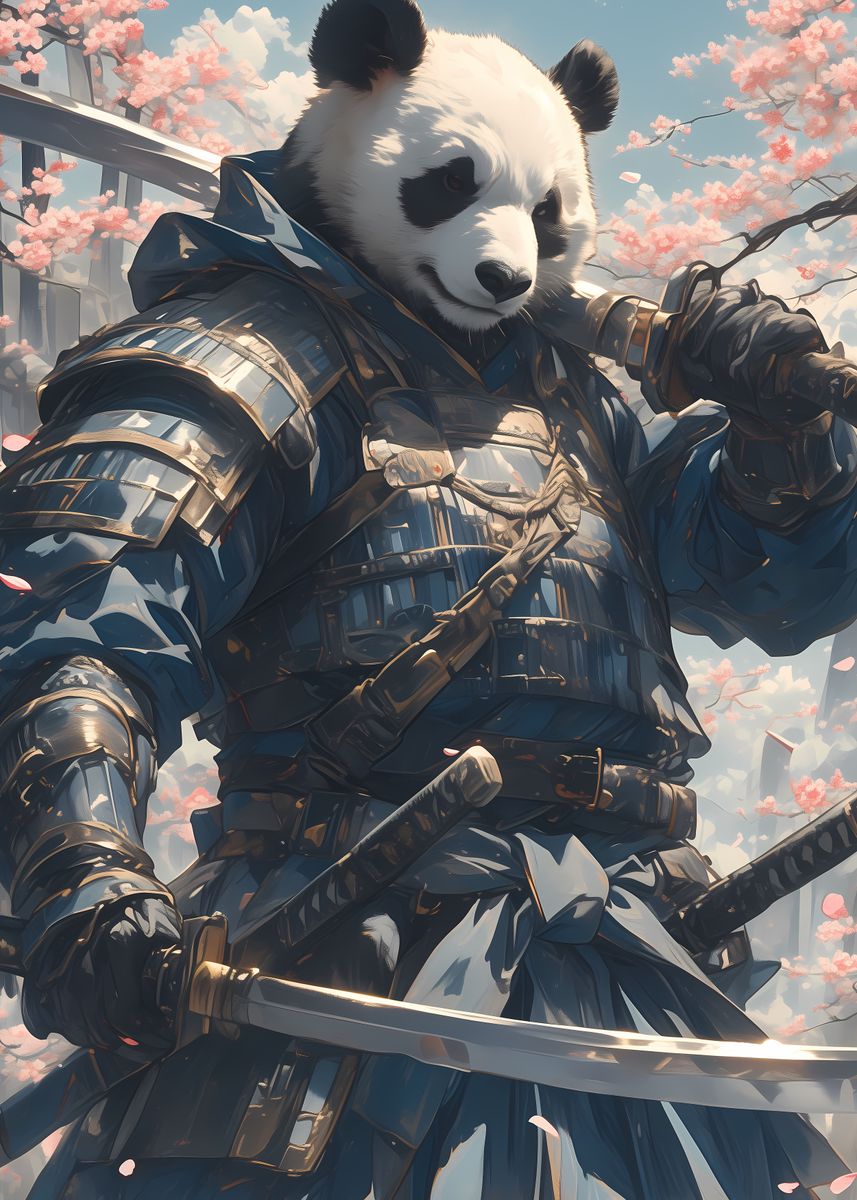 'Panda Fighter' Poster, picture, metal print, paint by Joshua T Wall ...
