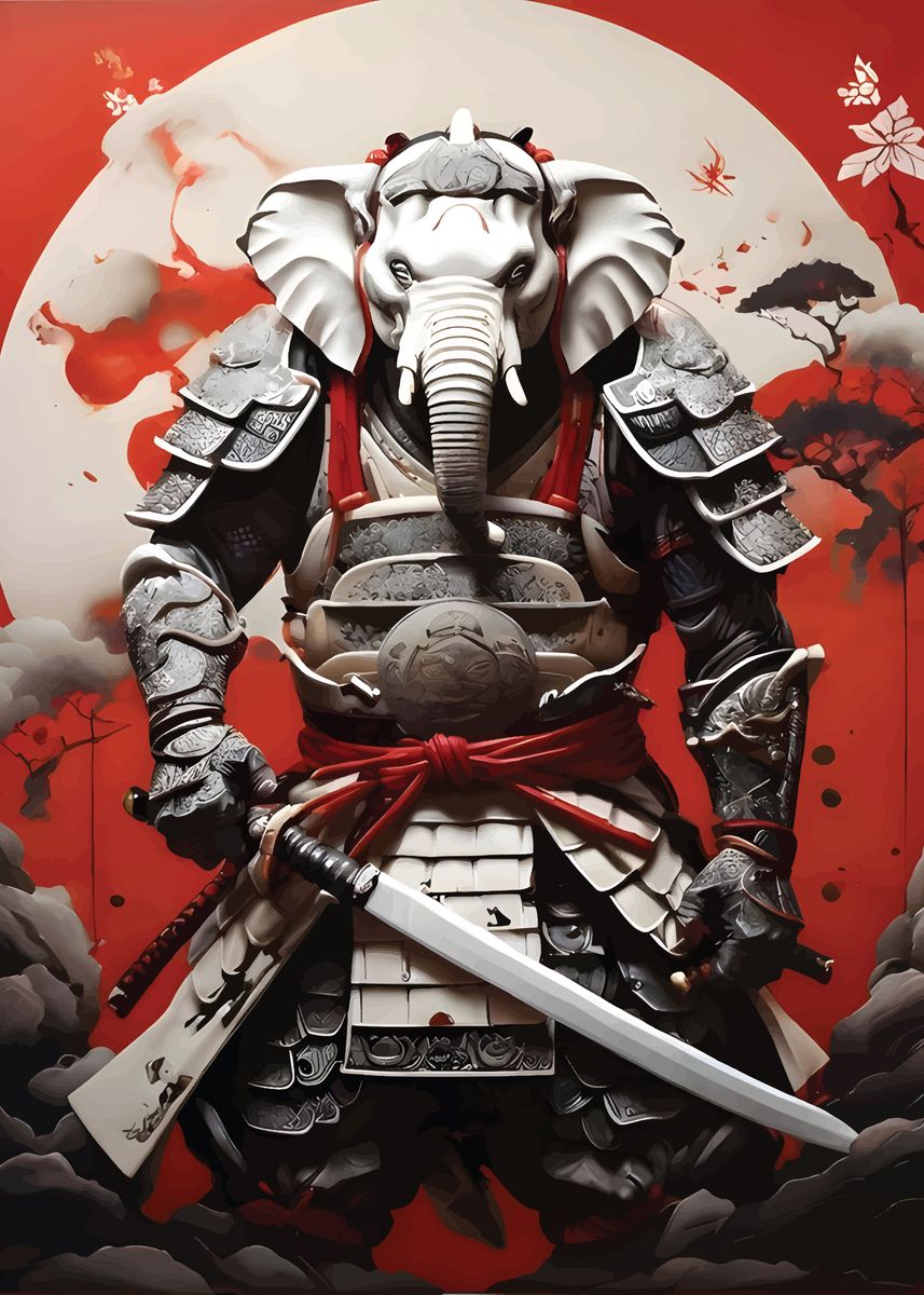 'Elephant Samurai' Poster, picture, metal print, paint by ALEX GREZ ...