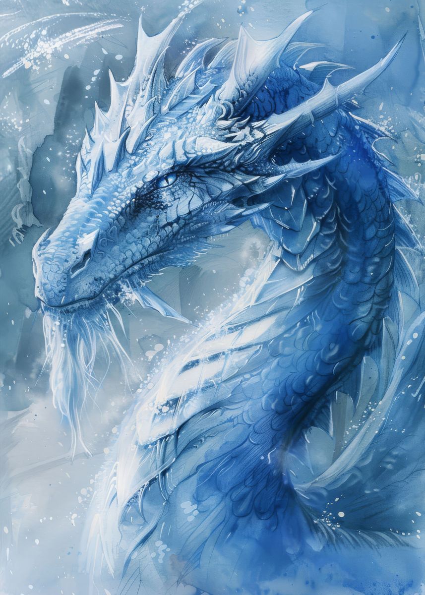 'Ice Dragon' Poster, picture, metal print, paint by Mason Scott | Displate