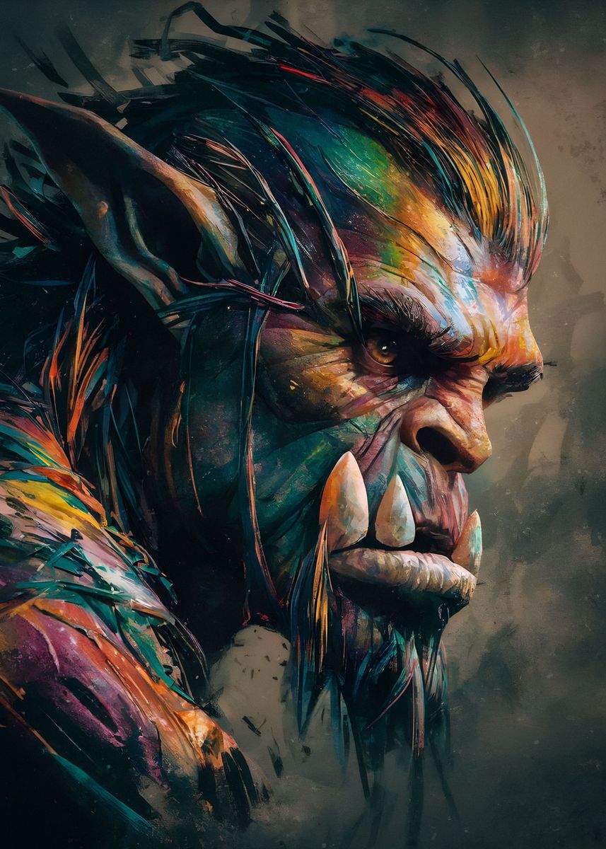 'Orc' Poster, picture, metal print, paint by Lukasz Kobylka | Displate