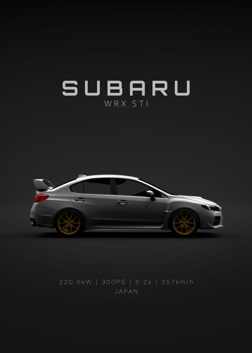 'Subaru WRX STI 2015 white' Poster, picture, metal print, paint by 21 ...