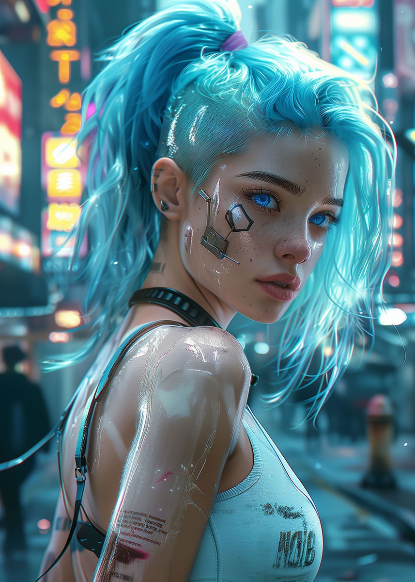 'Sexy Cyberpunk City Girl' Poster, picture, metal print, paint by ...