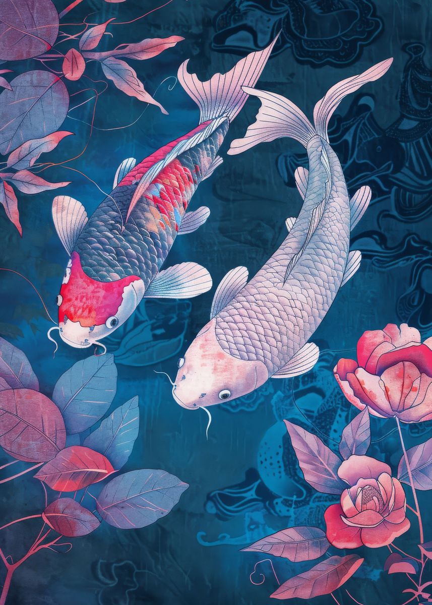 'Japan Koi Painting' Poster, picture, metal print, paint by Ray Mason ...
