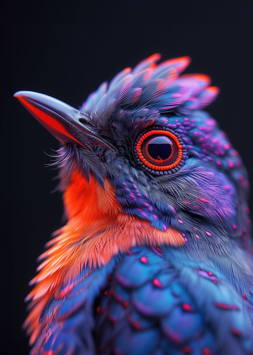 'Birds in Neon' Poster, picture, metal print, paint by Artsynth | Displate