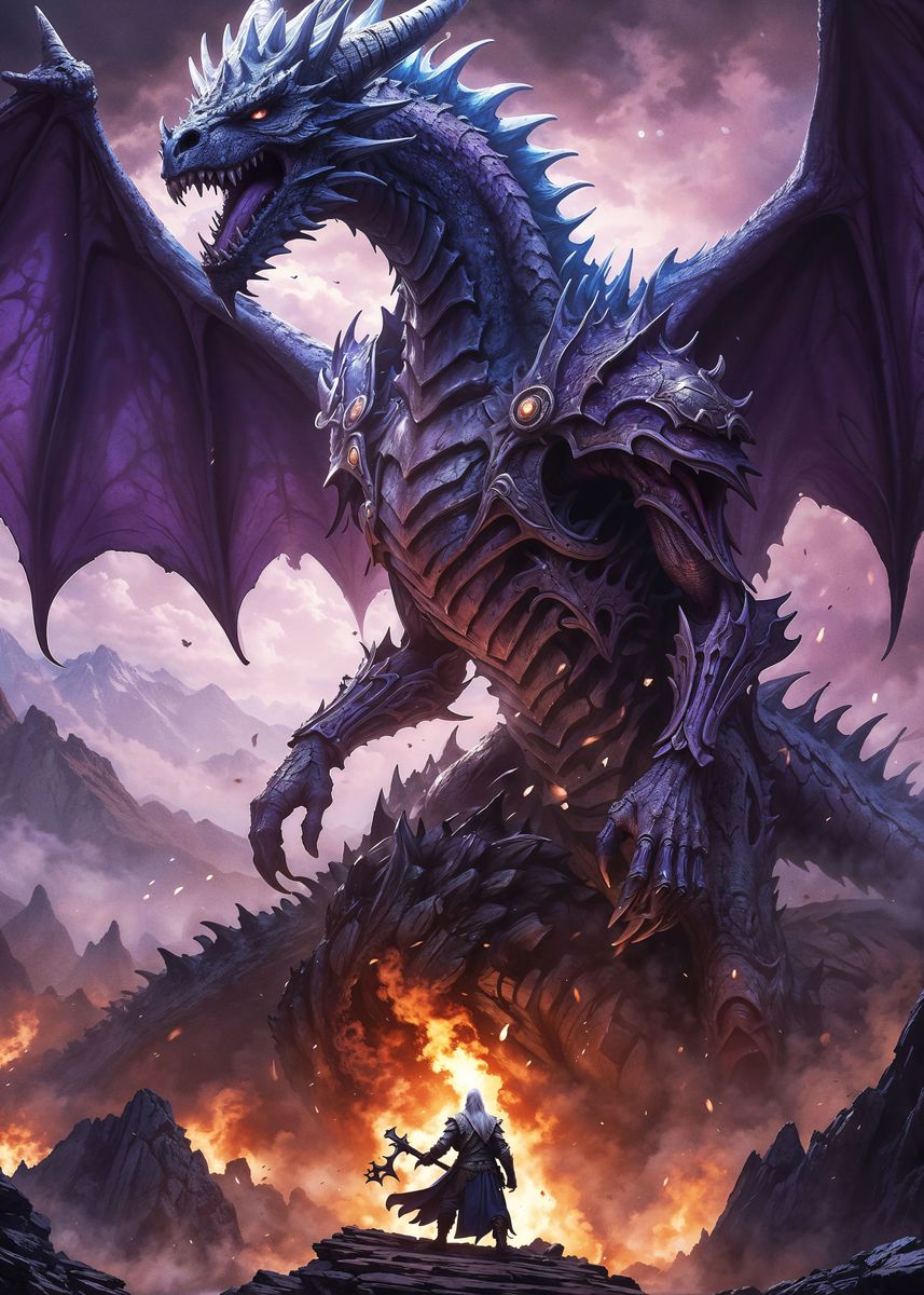 'Battle Majestic Dragon' Poster, picture, metal print, paint by ...