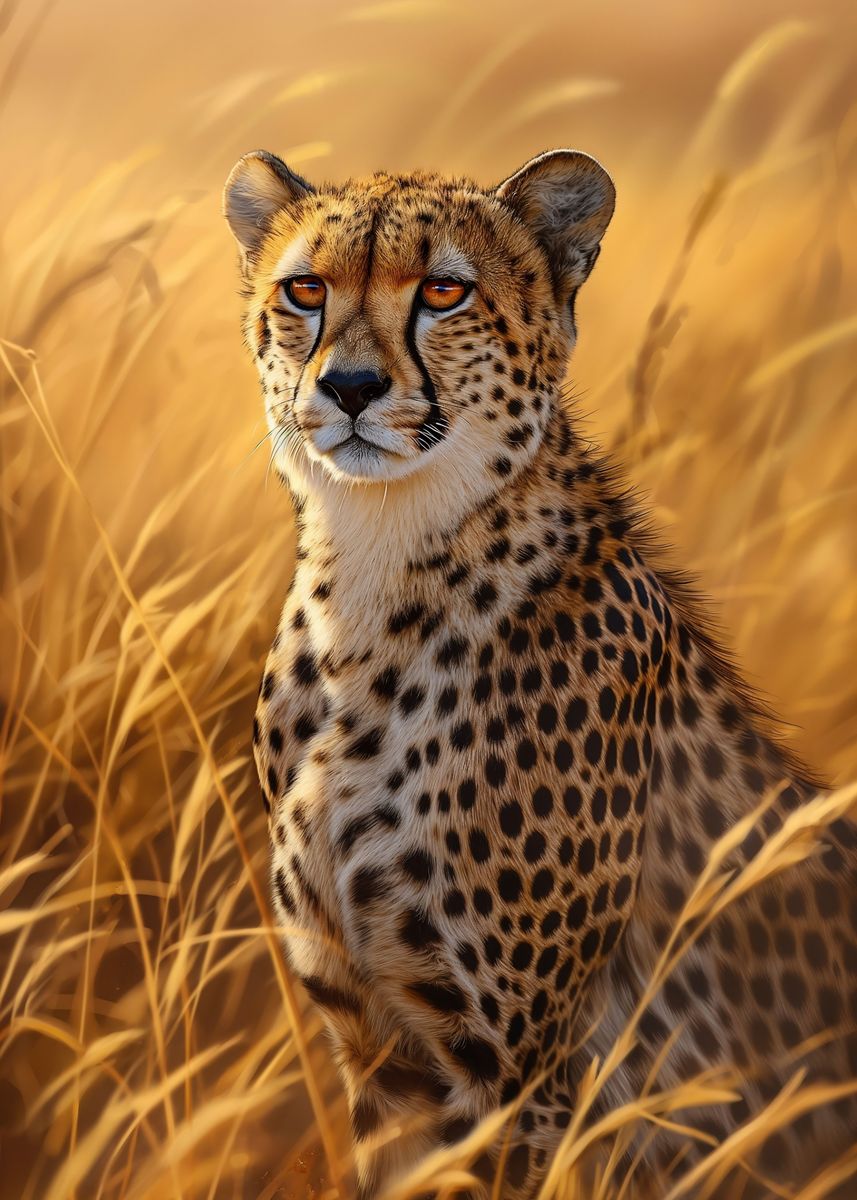 'Cheetahs Prowl' Poster, picture, metal print, paint by Rawbin | Displate