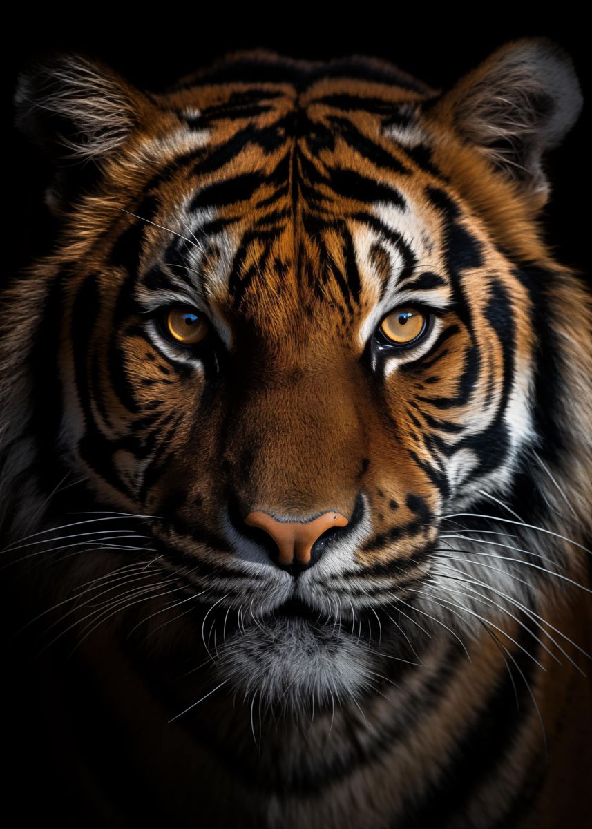 'Tiger Face' Poster, picture, metal print, paint by Displate Master ...