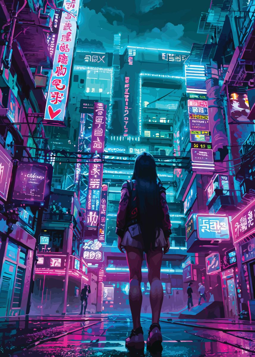 'The Women Cyberpunk' Poster, picture, metal print, paint by Black Four ...