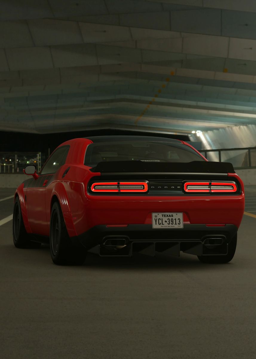 'Dodge Challenger Hellcat' Poster, picture, metal print, paint by ...