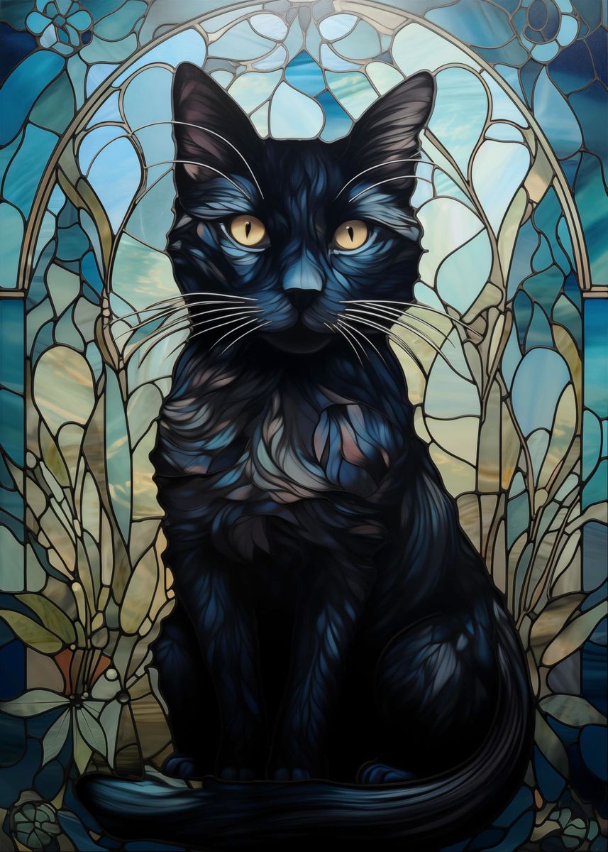 'Black Cat Kintsugi Art' Poster, picture, metal print, paint by ...