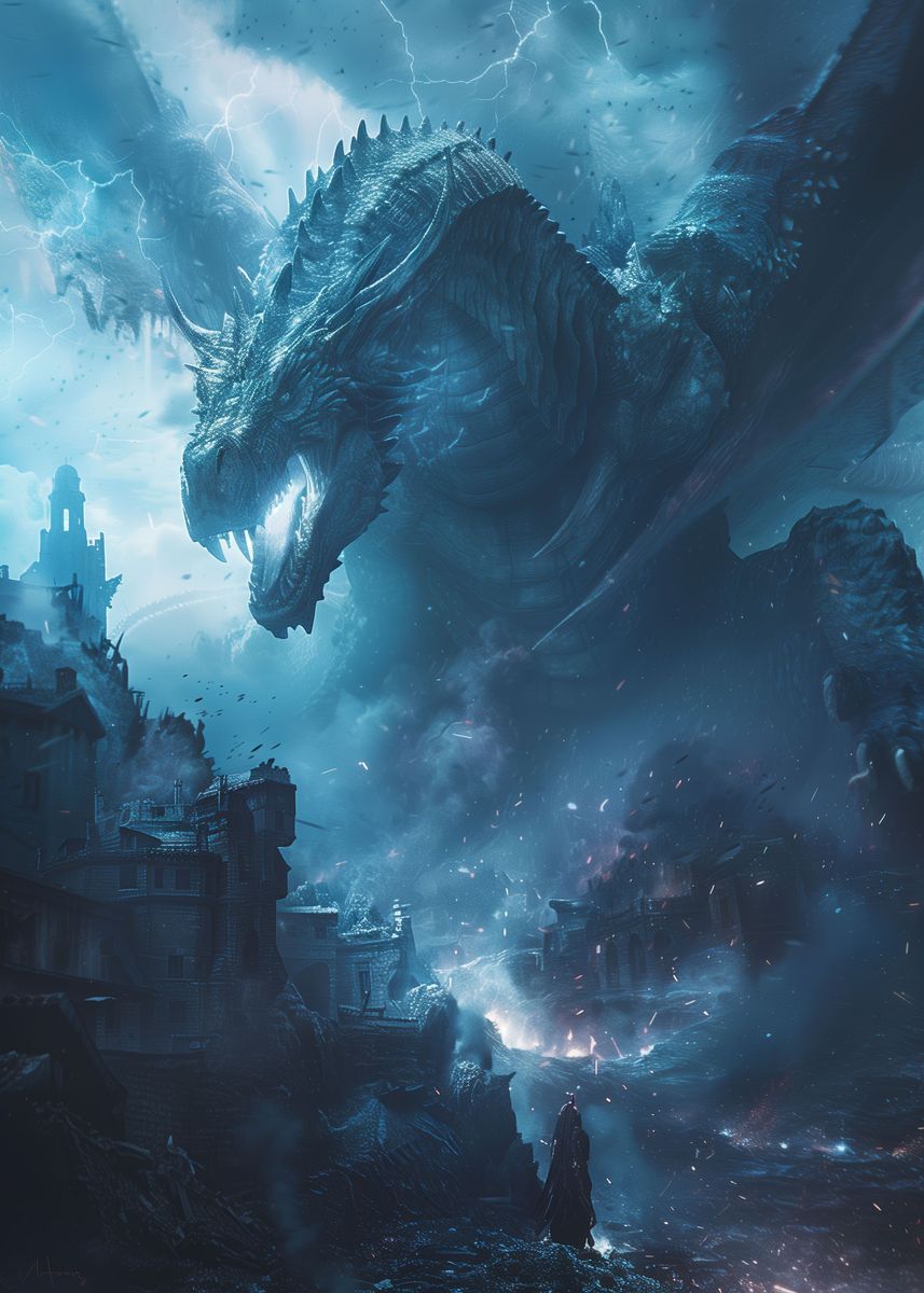 'Dragon Destroying Kingdom' Poster, picture, metal print, paint by ...