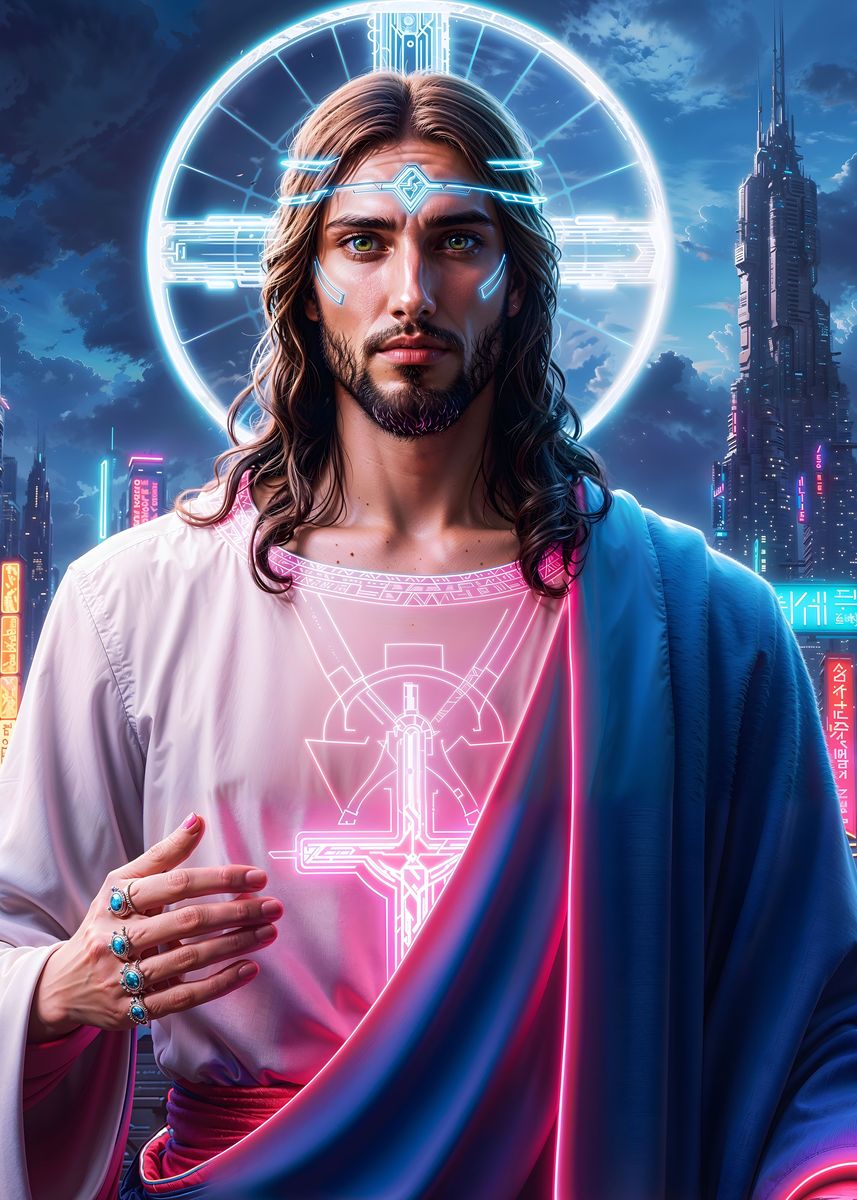'Jesus in the Neon Age' Poster, picture, metal print, paint by sekarayu ...