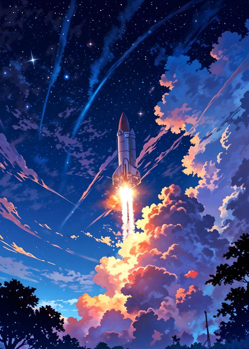 'rocket go to galaxy' Poster, picture, metal print, paint by Gaidavuka ...
